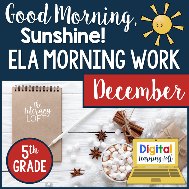 ELA Morning Work 5th Grade {December} I Distance Learning I Google Sli ...