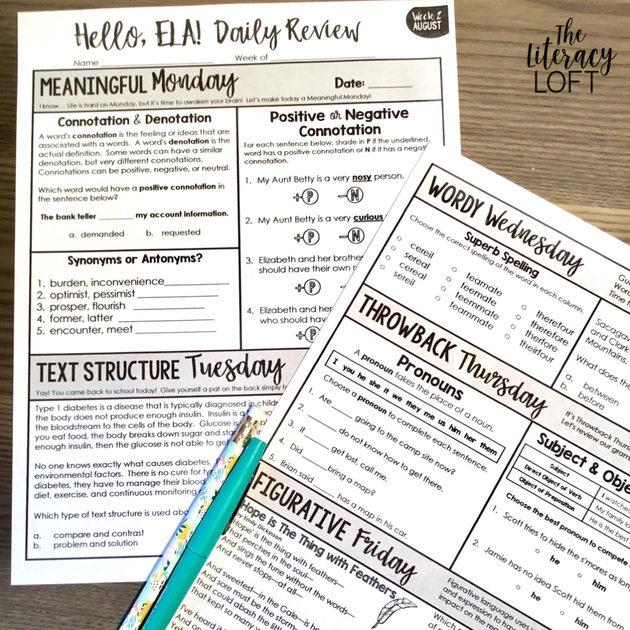 ELA Daily Review 6th - 8th Grade (Bundle) | Google Slides and Google F ...