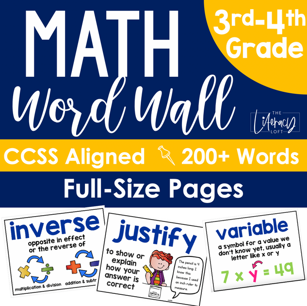 Math Word Wall {Grades 3-4} FULL SIZE PAGES – The Literacy Loft