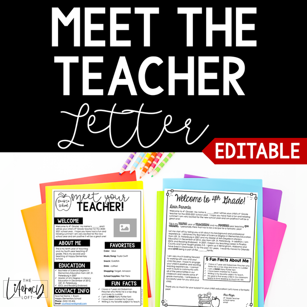 Meet the Teacher Letter {Editable} – The Literacy Loft
