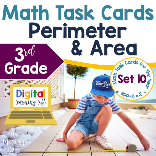 Perimeter and Area Math Task Cards (3rd Grade) Google Slides and Forms ...