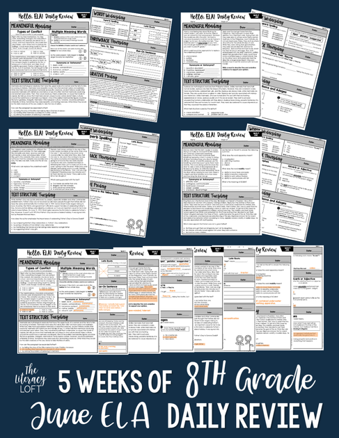 ELA Daily Review 8th Grade {June} | Distance Learning | Google Slides ...
