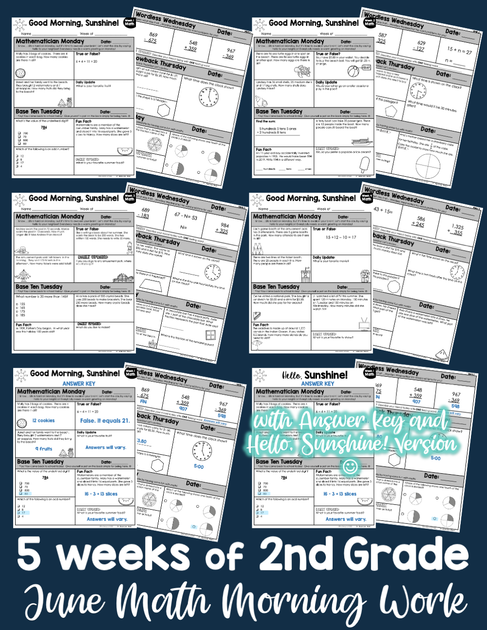 Math Morning Work 2nd Grade {June} | Distance Learning | Google Apps ...