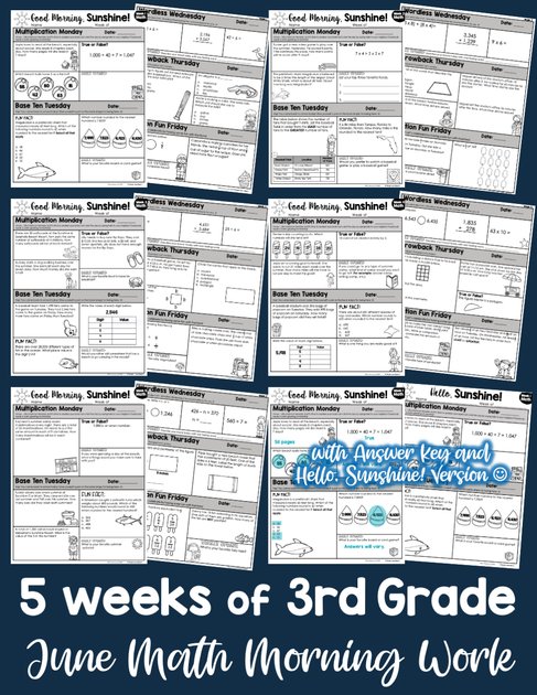 Math Morning Work 3rd Grade {June} | Distance Learning | Google Apps ...