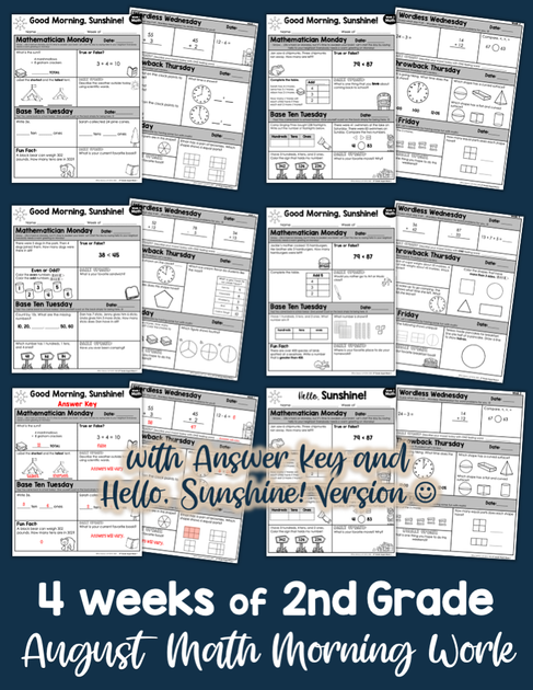 Math Morning Work 2nd Grade {August} | Distance Learning | Google Slid ...