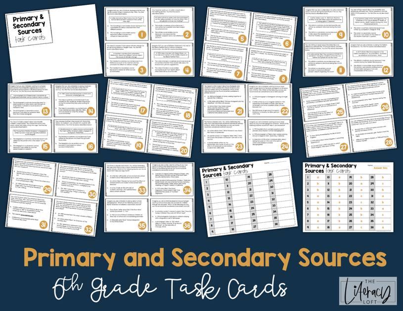 Primary & Secondary Sources Task Cards 6th Grade I Google Apps – The ...