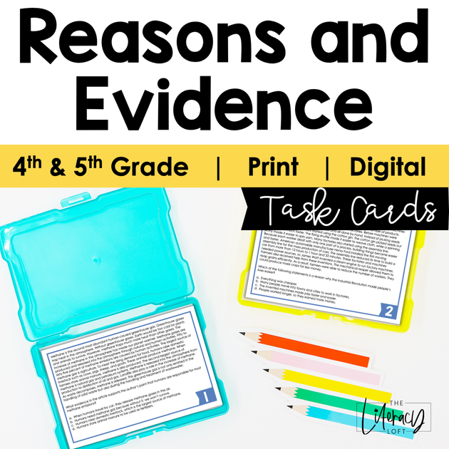 Reasons and Evidence Task Cards 4th and 5th Grade I Google Slides and ...