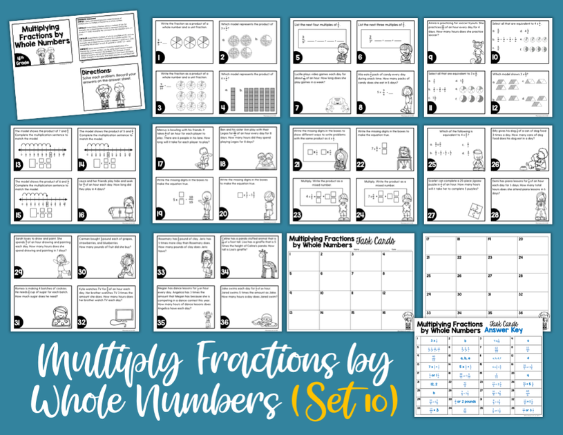 Multiply Fractions by Whole Numbers Task Cards (4th Grade) Google Slid ...