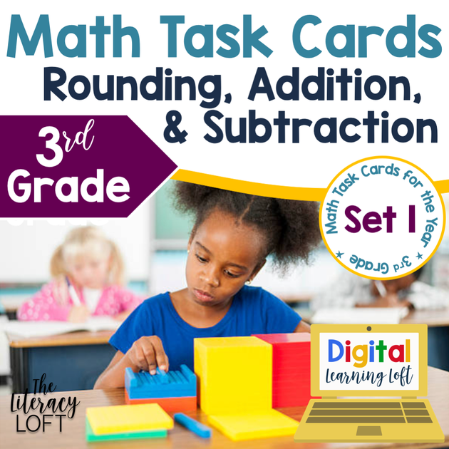 Rounding, Addition, and Subtraction Task Cards (3rd Grade) Google Slid ...