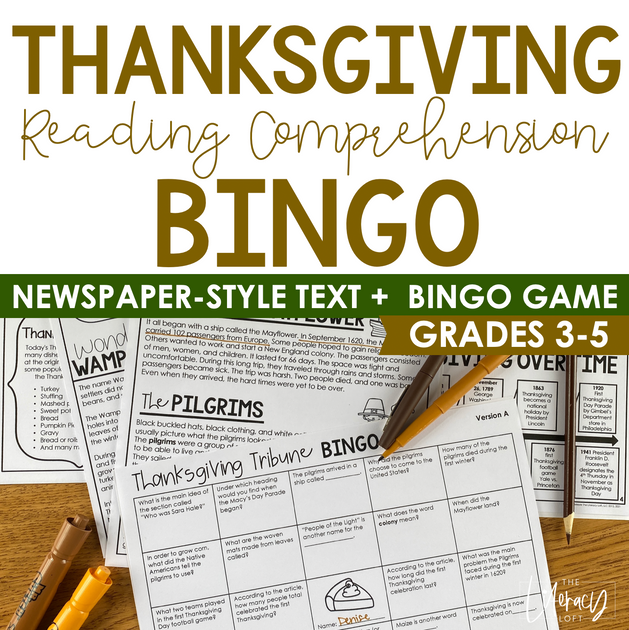 Thanksgiving Reading Comprehension Bingo – The Literacy Loft