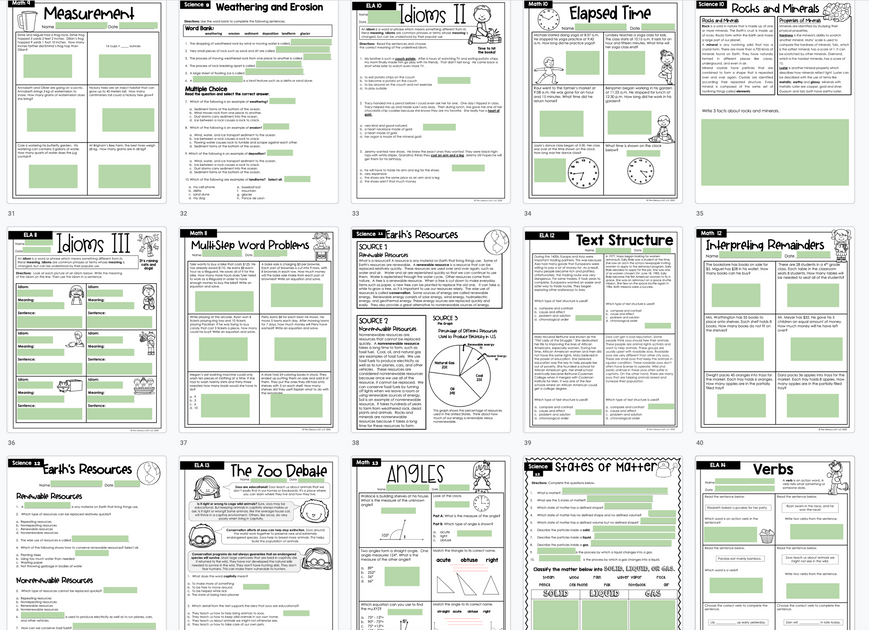 4 Week At Home Learning Packet (5th Grade) | Distance Learning | Googl ...