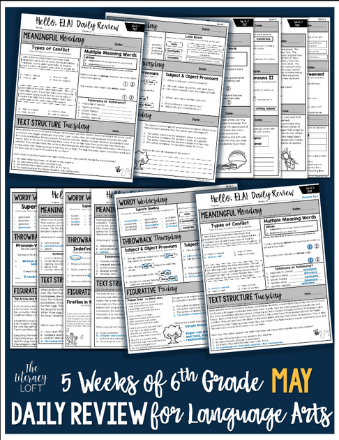 ELA Daily Review 6th Grade {May} | Distance Learning | Google Slides a ...