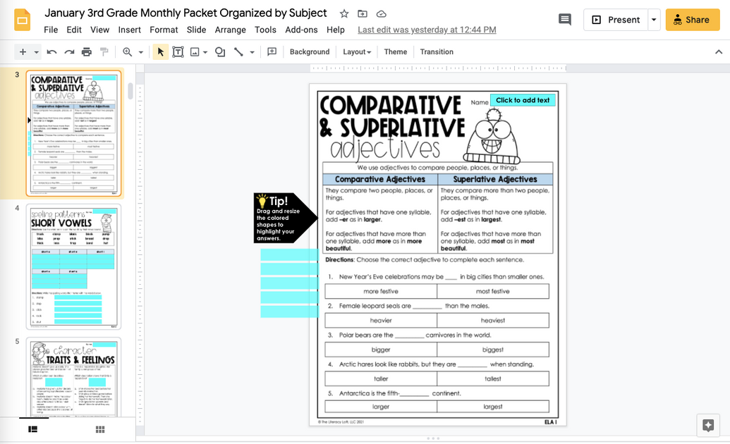 January No Prep Packet 3rd Grade – The Literacy Loft