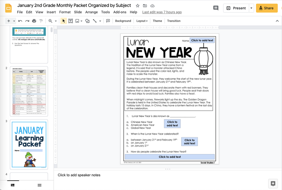 January No Prep Packet 2nd Grade – The Literacy Loft