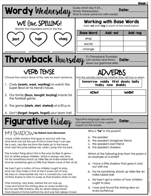 ELA Morning Work 3rd Grade {February} I Distance Learning I Google Sli ...