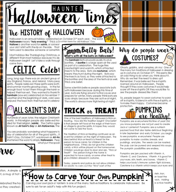 Halloween Reading Comprehension – The Literacy Loft