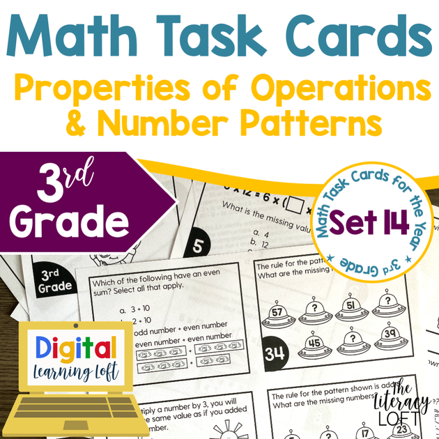 Properties of Operations and Number Patterns Math Task Cards (3rd Grad ...