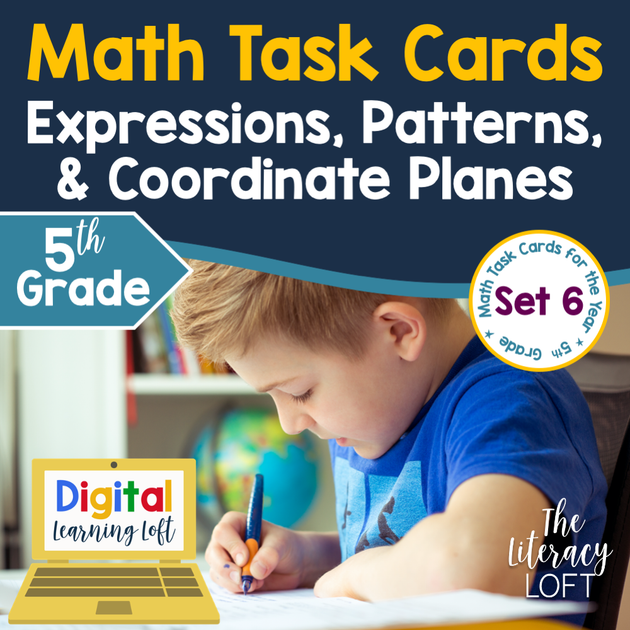 Expressions, Patterns, & Coordinate Planes Task Cards (5th Grade) | Di ...