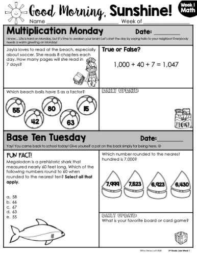 Math Morning Work 3rd Grade {June} | Distance Learning | Google Apps ...