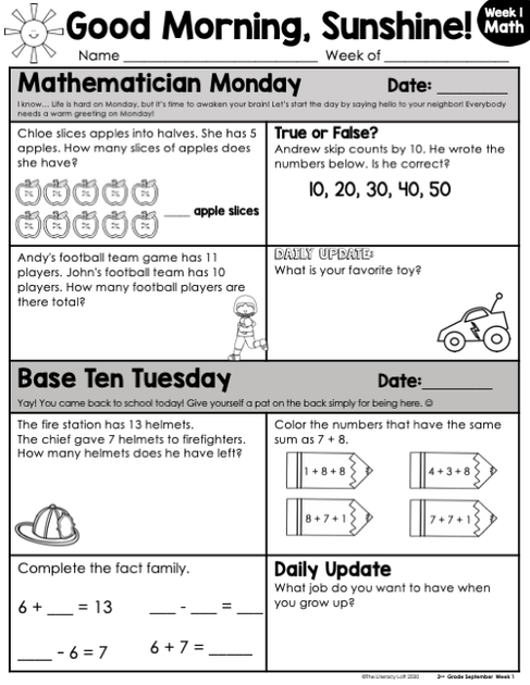 Math Morning Work 2nd Grade {September} | Distance Learning | Google A ...