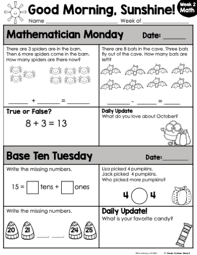 Math Morning Work 1st Grade {October} | Distance Learning | Google App ...
