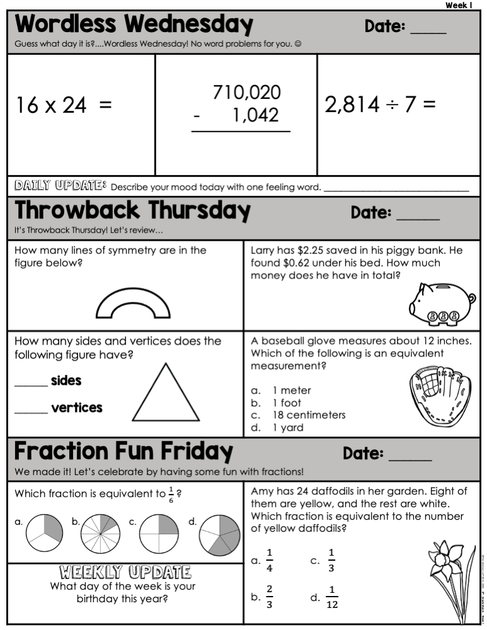 Math Morning Work Grades 1-5 {Bundle} | Distance Learning | Google Sli ...