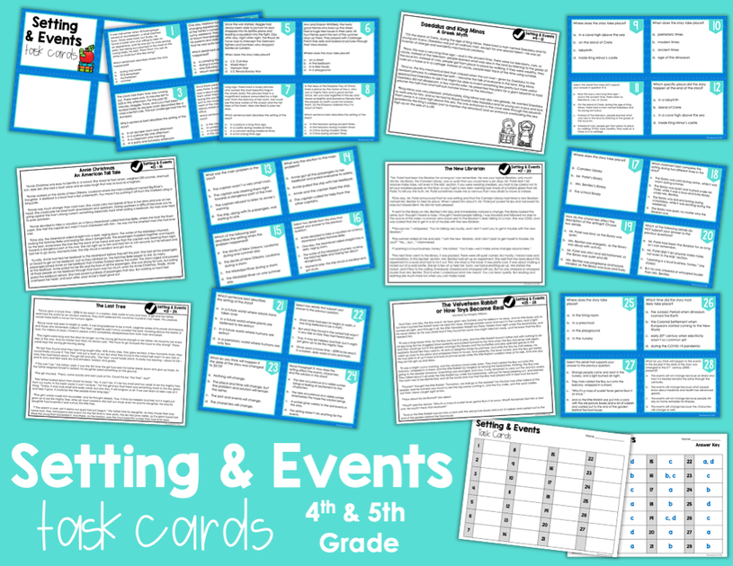 Setting and Events Task Cards 4th and 5th Grade I Google Slides and Fo ...