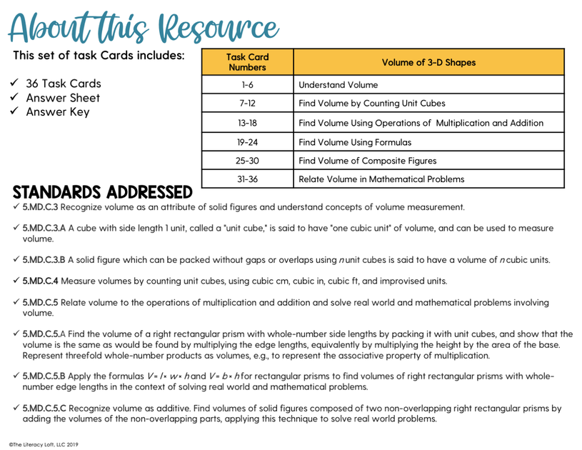 Volume of 3D Shapes Task Cards (5th Grade) | Distance Learning – The ...
