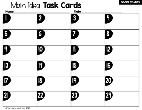 Main Idea Task Cards Social Studies 4th Grade | Distance Learning | Go ...