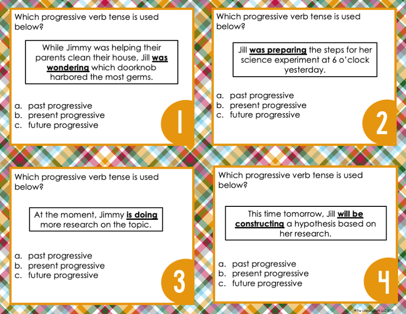 Progressive Verb Tenses Task Cards | Distance Learning | Google Slides ...