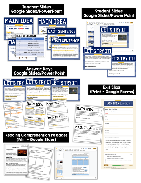 Main Idea (Mini Reading Unit) 3rd Grade – The Literacy Loft