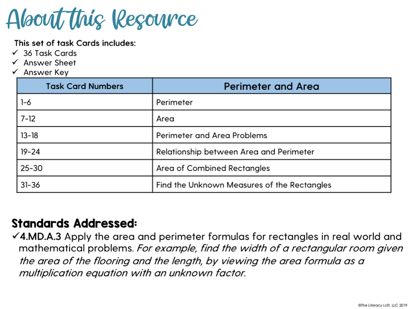 Area and Perimeter Task Cards (4th Grade) Google Slides and Forms – The ...