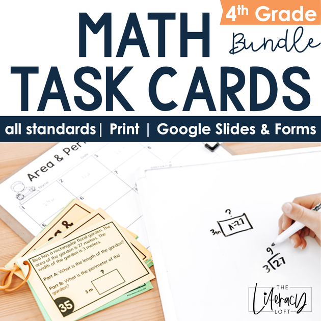 Math Task Cards for the Year Bundle (4th Grade) Google Slides & Forms ...