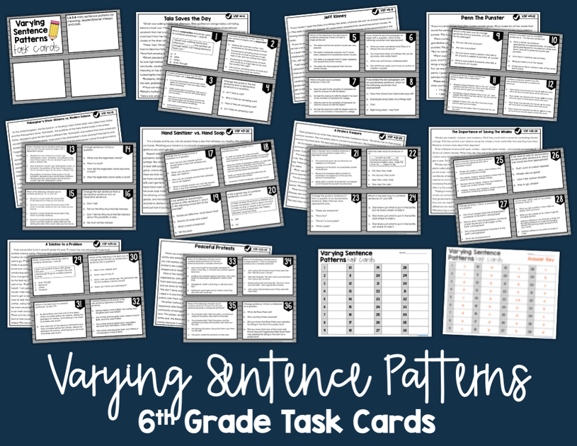 Varying Sentence Patterns Task Cards 6th Grade | Google Apps – The ...