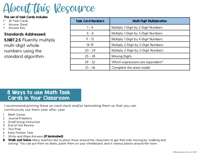 Multi-digit Multiplication Task Cards (5th Grade) | Google Apps – The ...