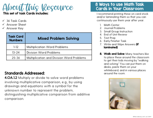 Mixed Problem Solving Math Task Cards (4th Grade) Google Slides & Form ...