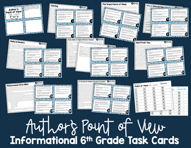 Point of View Informational Task Cards 6th Grade | Google Apps – The ...
