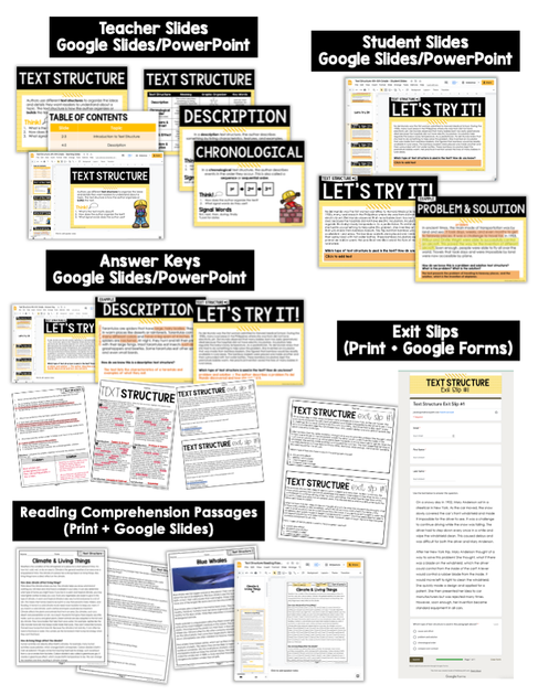 Text Structure (Mini Reading Unit) 4th & 5th Grade – The Literacy Loft