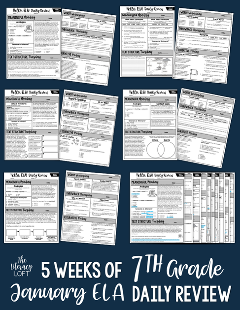 ELA Daily Review 7th Grade {January} I Distance Learning I Google Slid ...