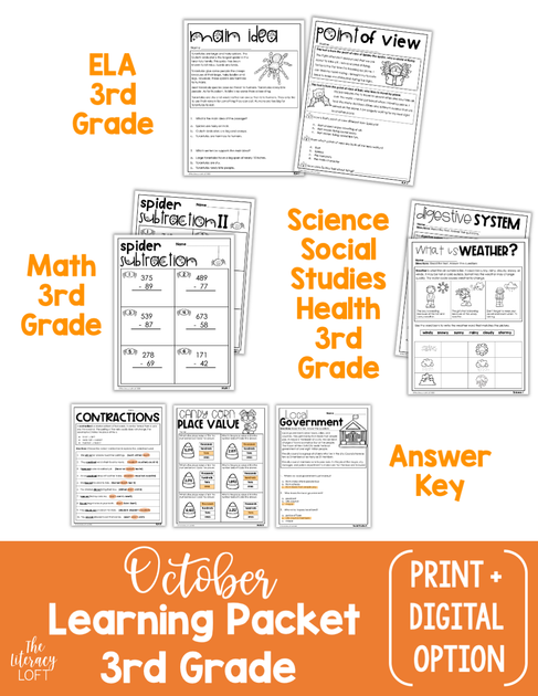 October No Prep Packet 3rd Grade – The Literacy Loft