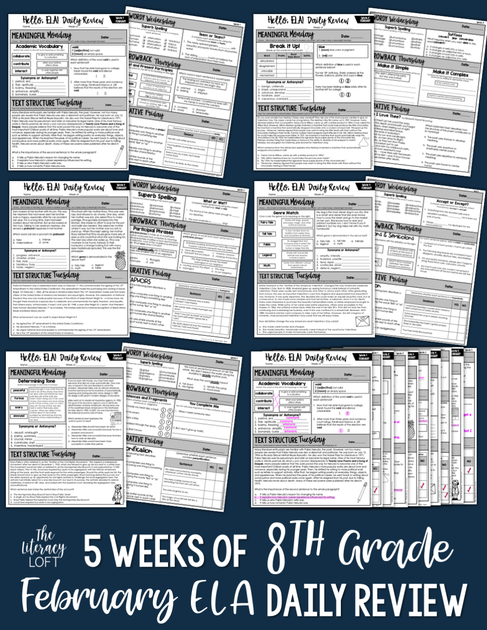 ELA Daily Review 8th Grade {February} I Distance Learning I Google Sli ...