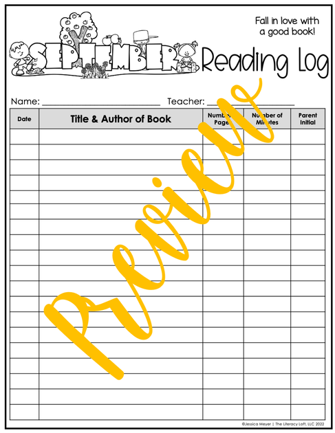 Reading Log {September} – The Literacy Loft