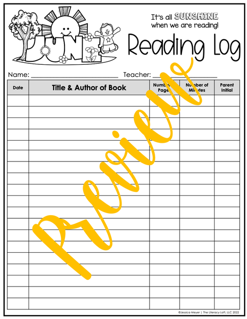 Reading Log {June} – The Literacy Loft