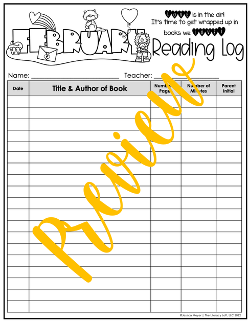 Reading Log {February} – The Literacy Loft