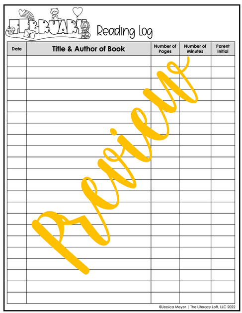Reading Log {February} – The Literacy Loft