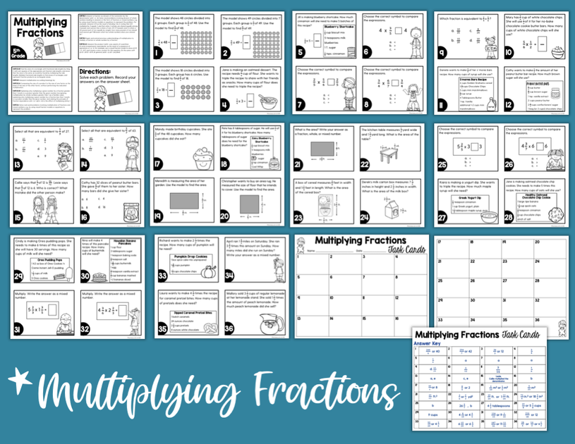 Multiplying Fractions Task Cards (5th Grade) | Distance Learning – The ...