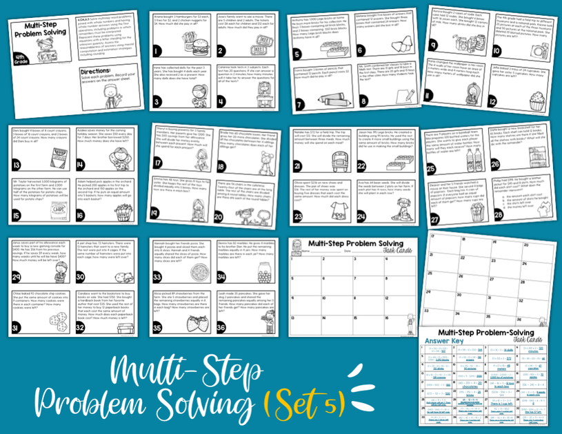 Multi-Step Problem Solving Math Task Cards (4th Grade) Google Slides ...
