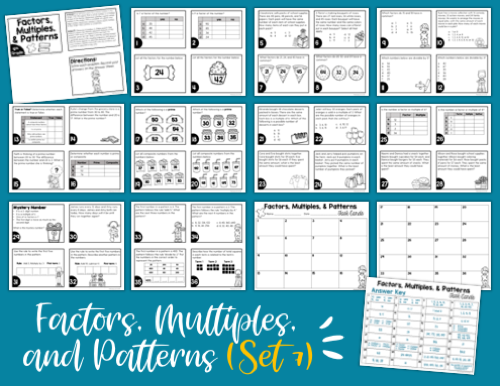 Factors, Multiples, and Patterns Math Task Cards (4th Grade) Google Sl ...