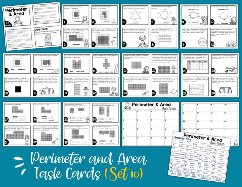 Perimeter and Area Math Task Cards (3rd Grade) Google Slides and Forms ...