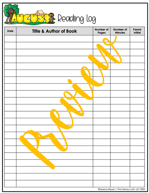 Reading Log {August} – The Literacy Loft